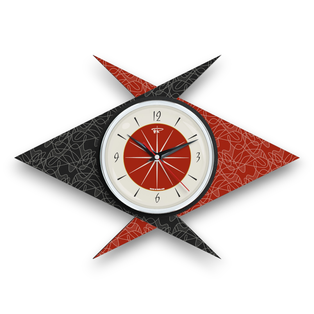 Mid Century Modern Royalexe Laminate Clock By Royale - Double Boomerang ...