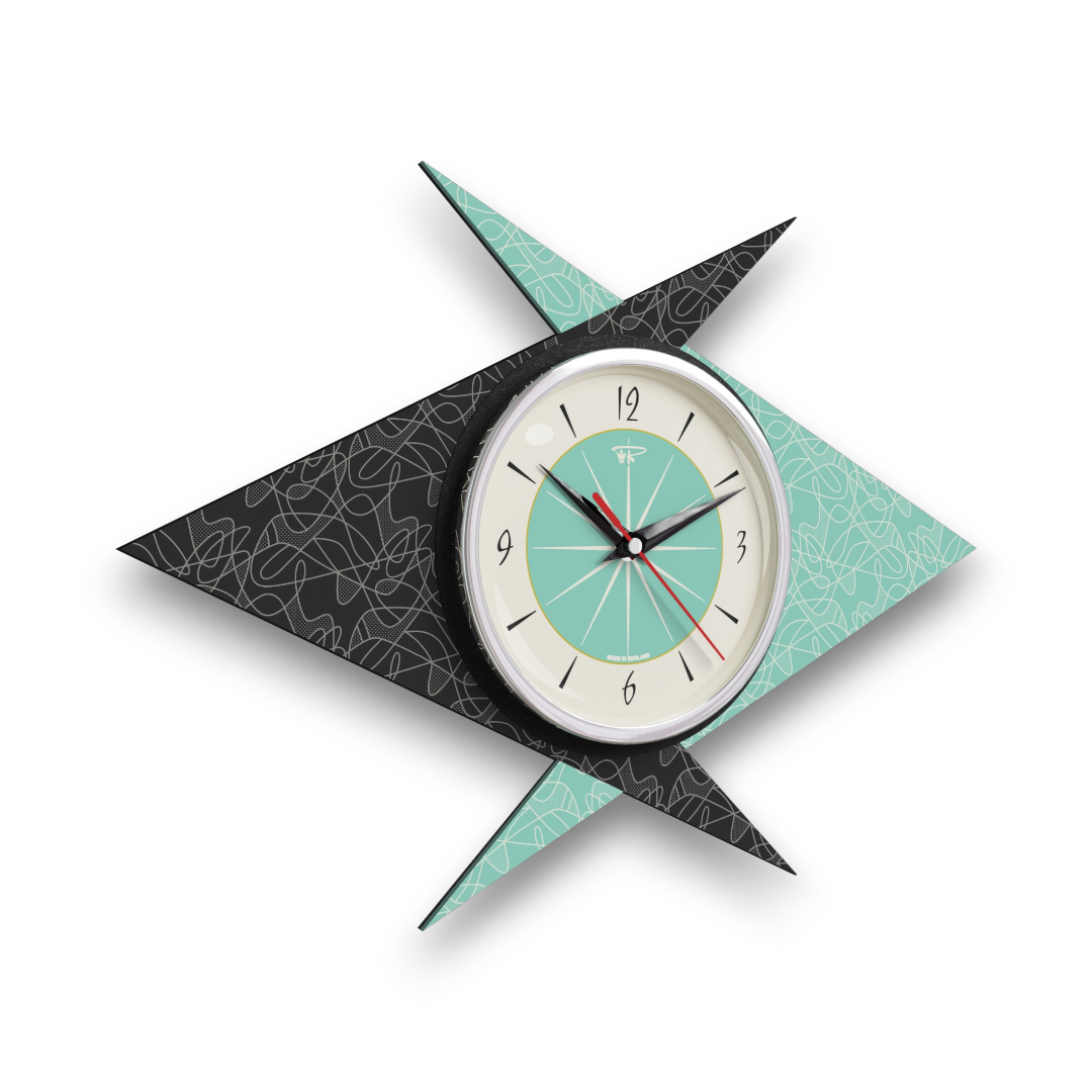 Mid Century Modern Royalexe Laminate Clock By Royale - Double Boomerang ...