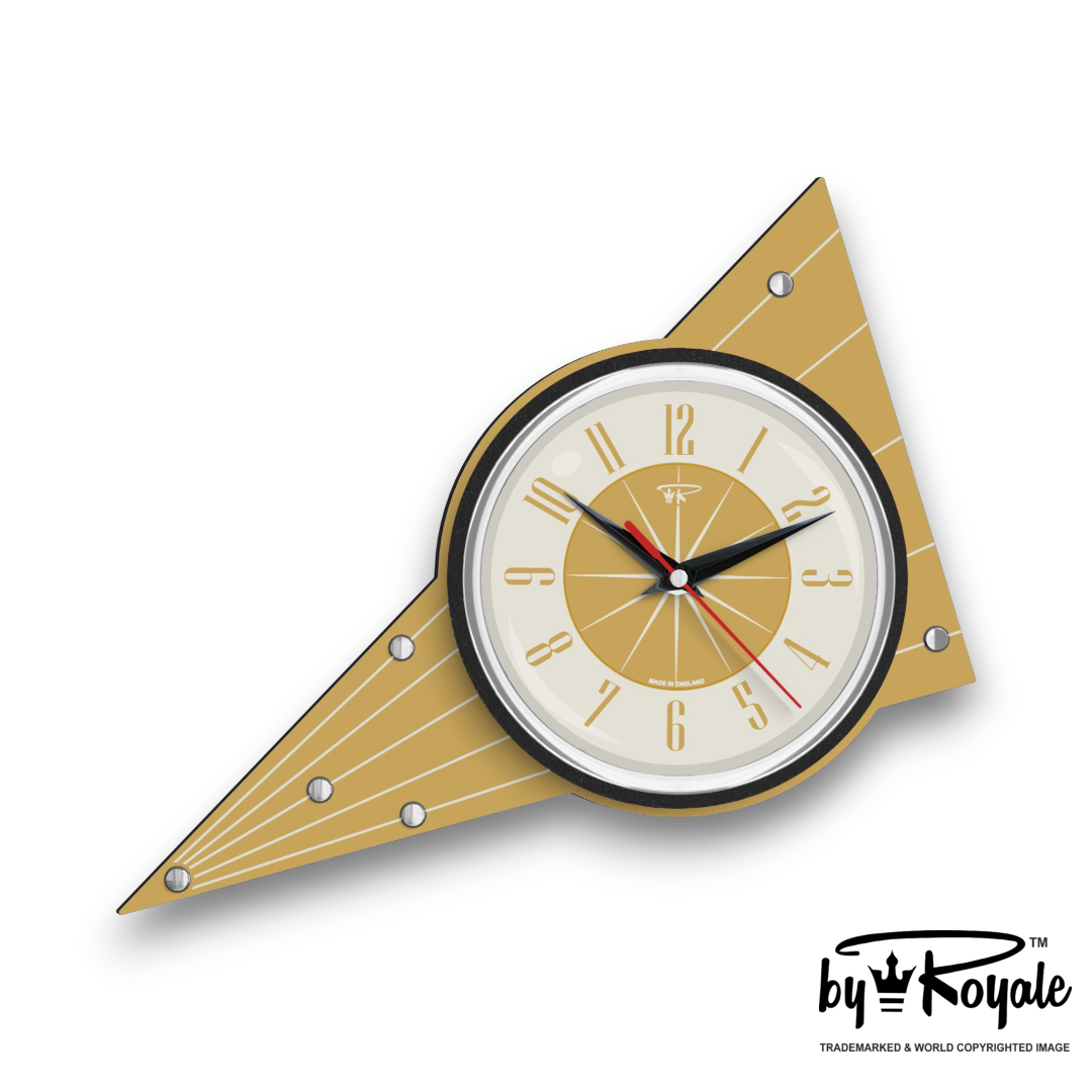 Mid Century Modern Royalexe Laminate Clock By Royale - Aurora in Burnt ...